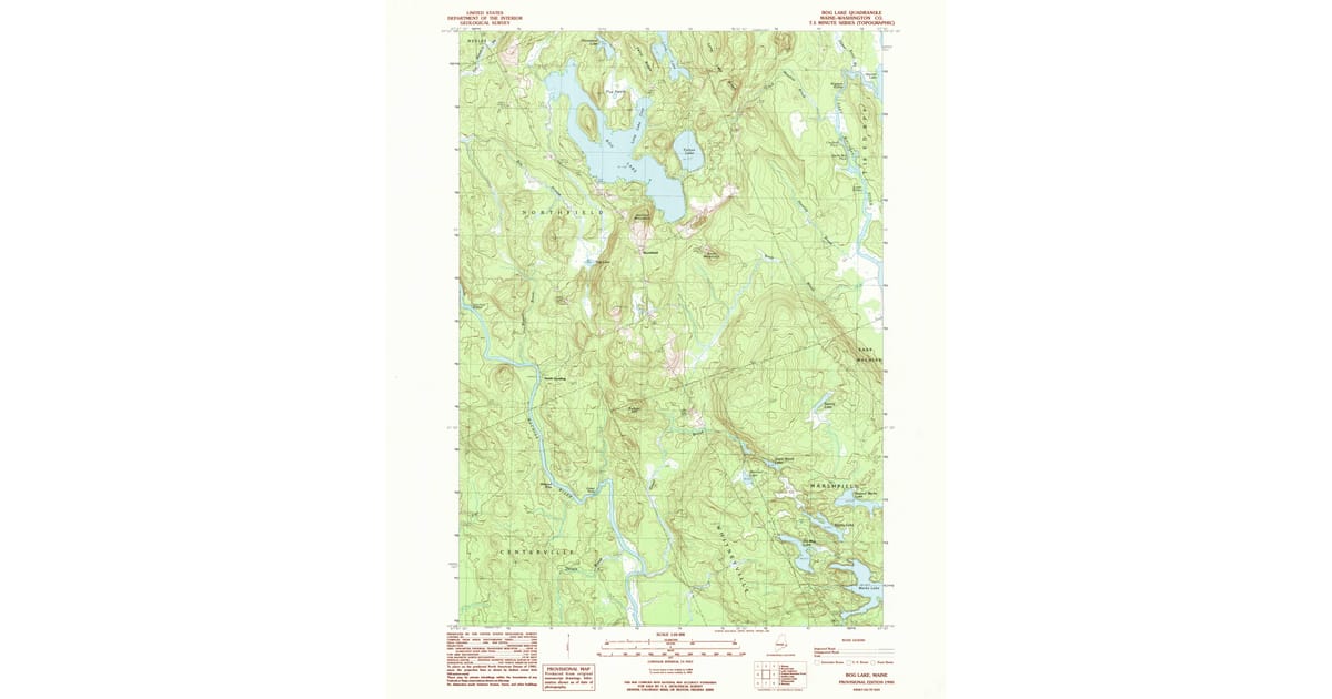 1990 Map of Bog Lake, Washington County, ME — High-Res | Pastmaps