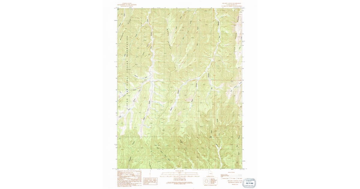 1991 Map of Bogart Canyon, Grand County, UT — High-Res | Pastmaps