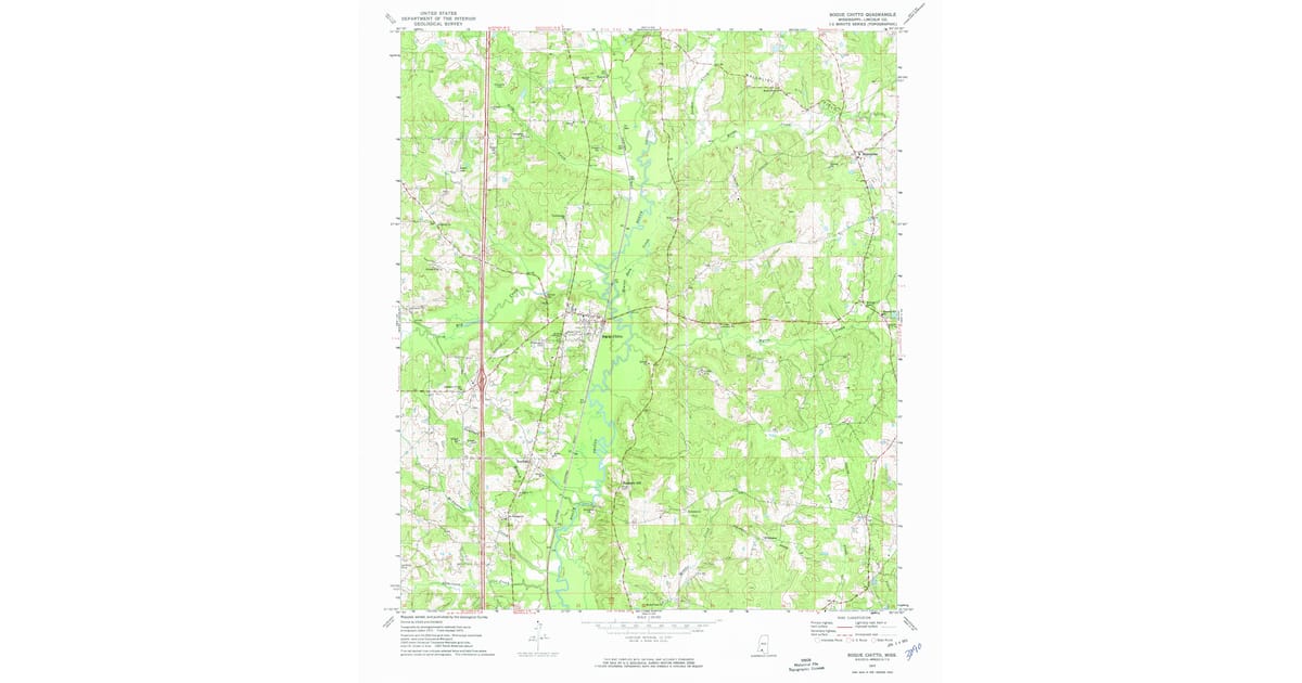 1972 Map of Bogue Chitto, Lincoln County, MS — High-Res | Pastmaps