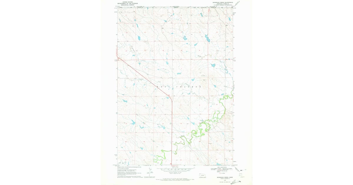 1970 Map of Bohemian Creek, Dawes County, NE — High-Res | Pastmaps