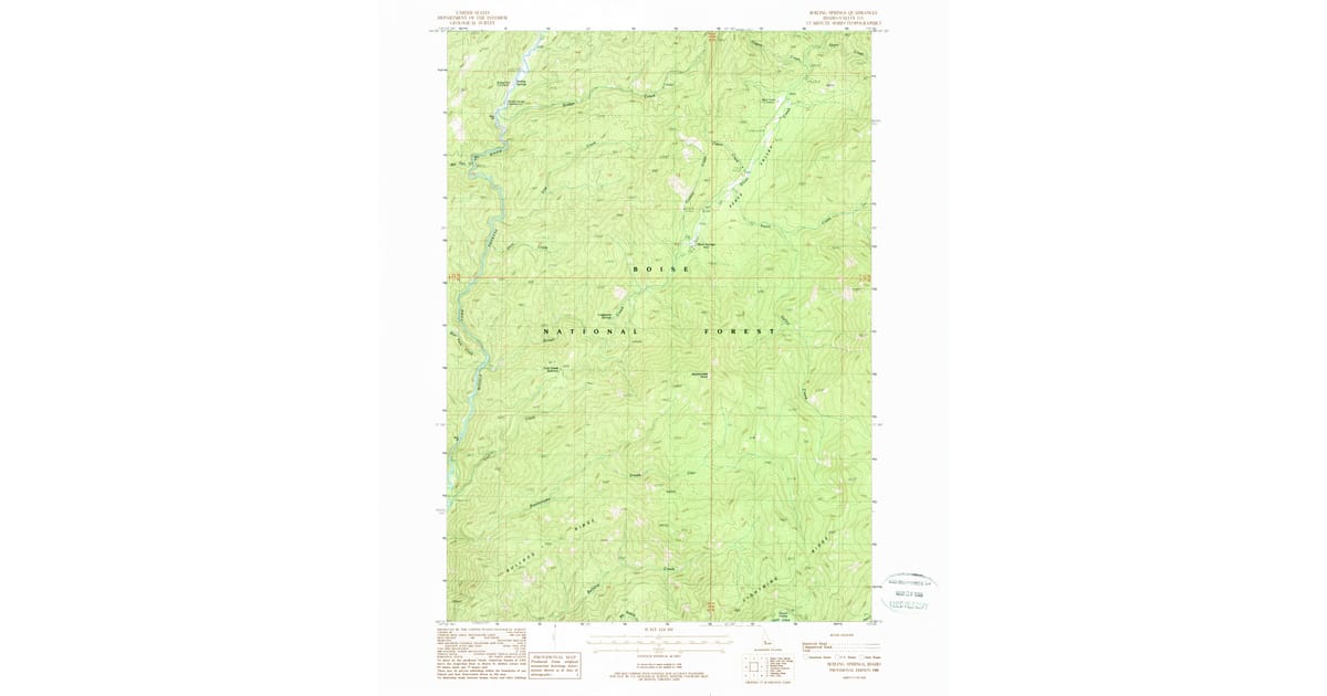 1988 Map of Boiling Springs, Valley County, ID — High-Res | Pastmaps