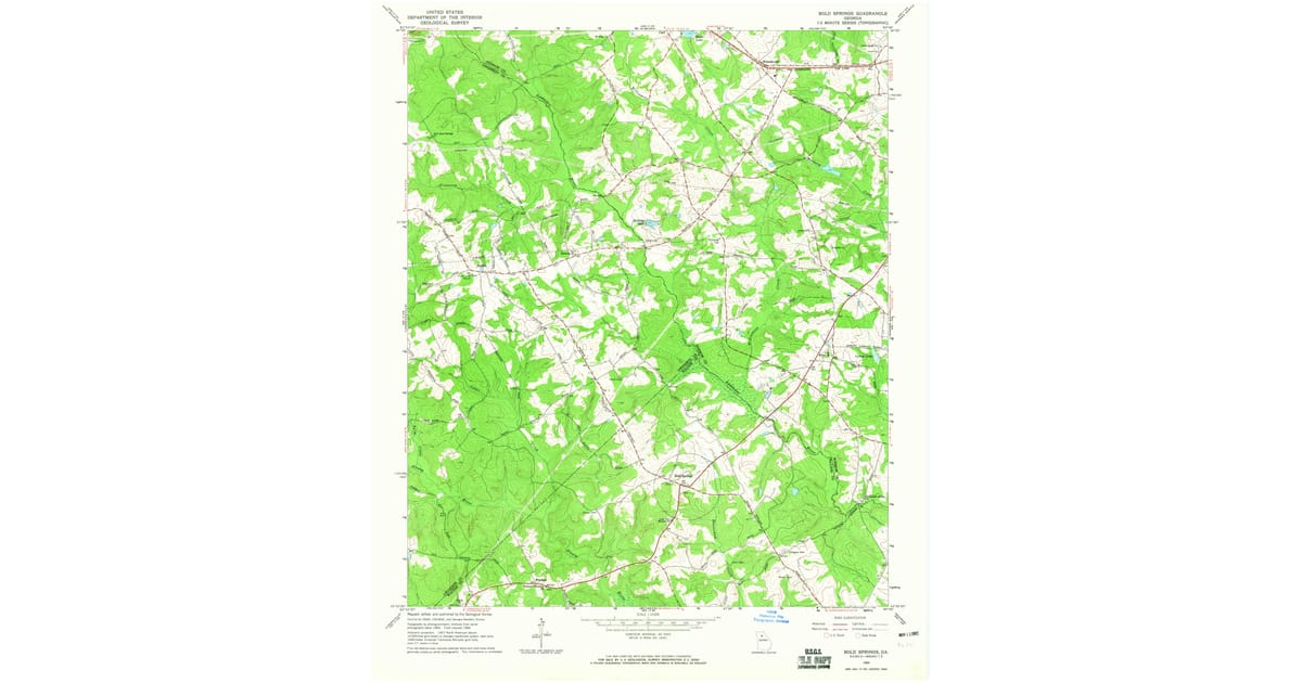 1964 Map of Bold Springs, Barrow County, GA — High-Res | Pastmaps