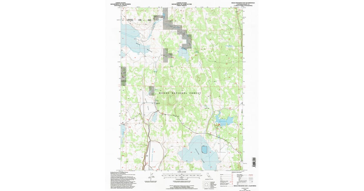 1993 Map of Boles Meadow East, Modoc County, CA — High-Res | Pastmaps