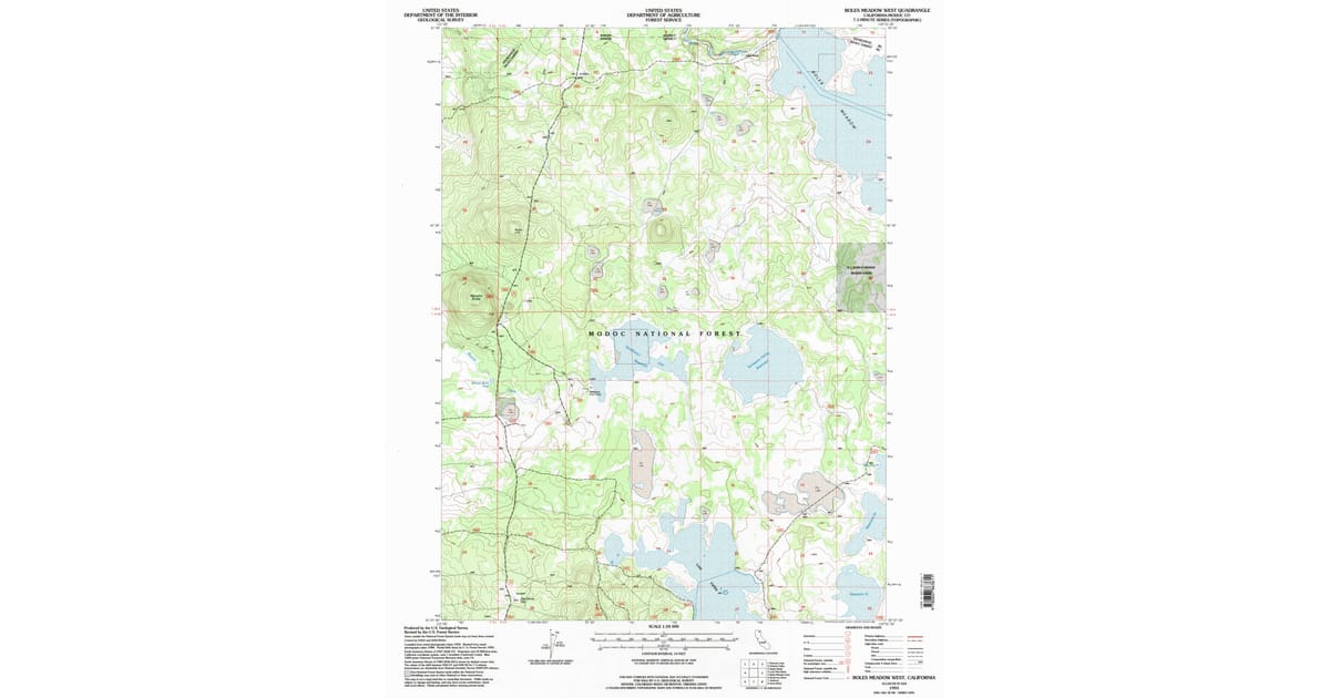 1993 Map of Boles Meadow West, Modoc County, CA — High-Res | Pastmaps