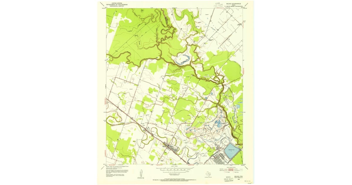 1953 Map of Boling, TX — High-Res | Pastmaps
