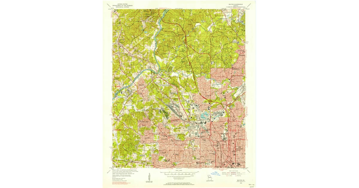1954 Map of Bolton, Fulton County, GA — High-Res | Pastmaps