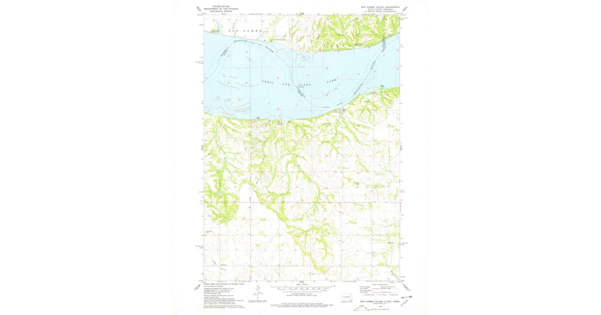 1974 Map of Bon Homme Colony, SD — High-Res | Pastmaps