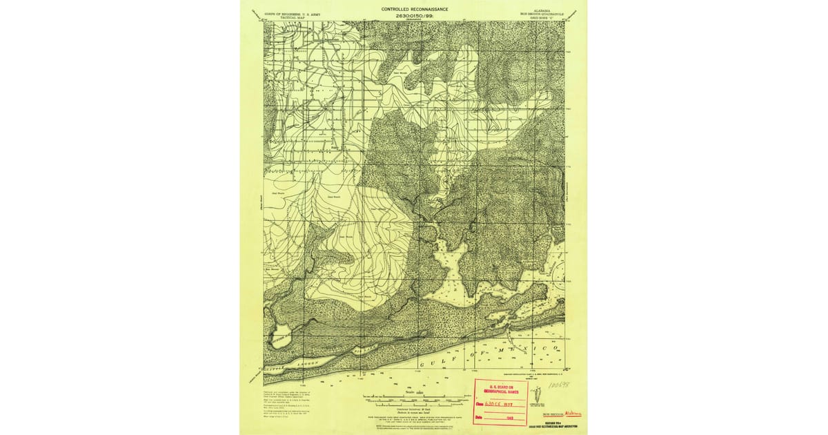 1921 Map of Bon Secour, AL — High-Res, 1937 Print | Pastmaps