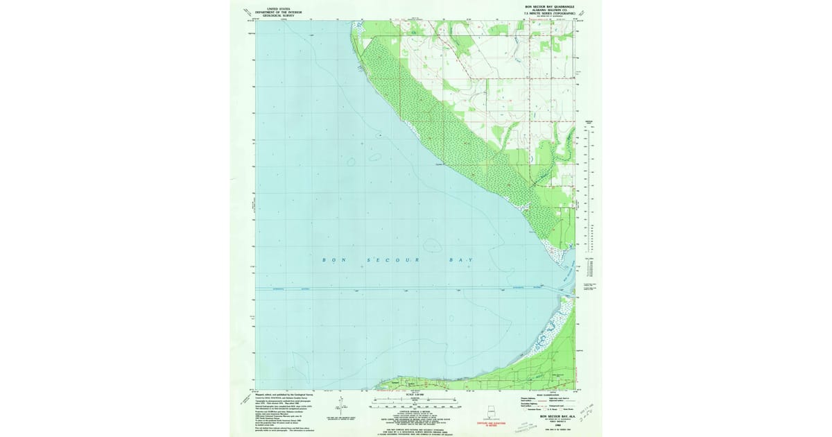 1980 Map of Bon Secour Bay, Baldwin County, AL — High-Res | Pastmaps