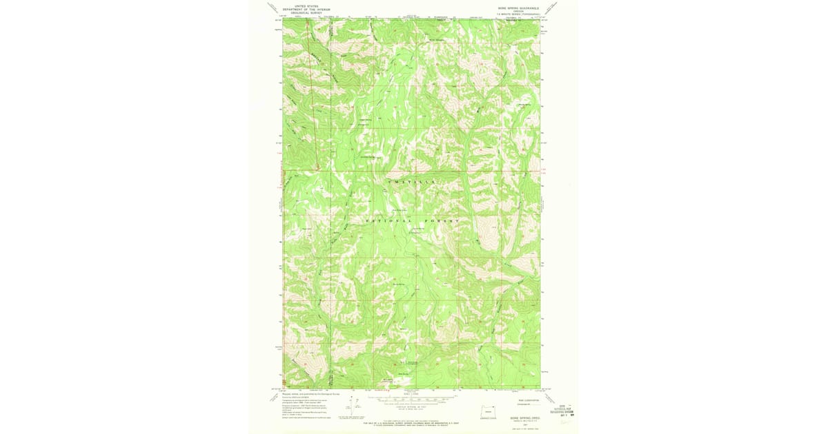 1967 Map of Bone Spring, Wallowa County, OR — High-Res | Pastmaps
