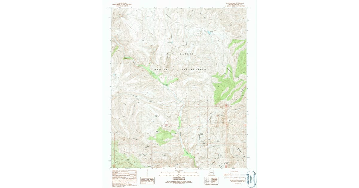 1989 Map of Bonita Spring, Graham County, AZ — High-Res | Pastmaps