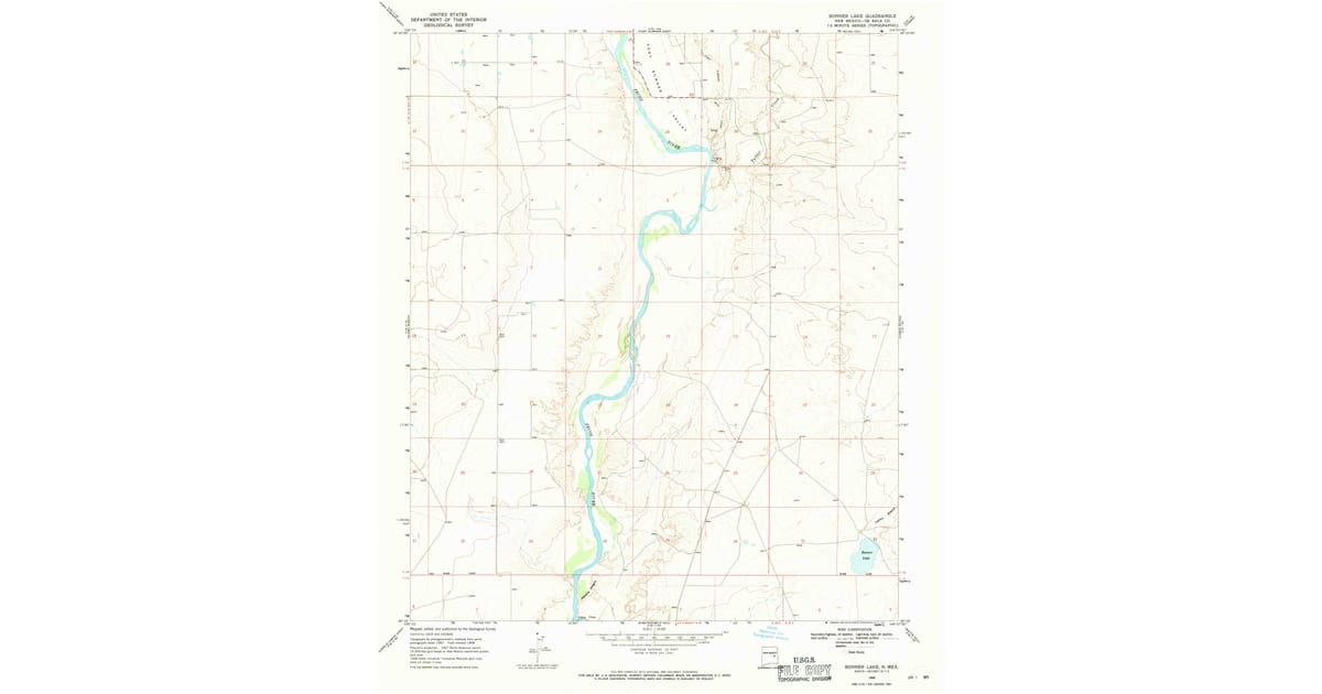 1968 Map of Bonner Lake, De Baca County, NM — High-Res | Pastmaps