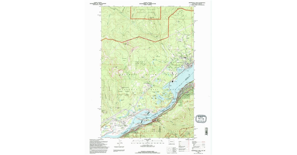 1994 Map of Bonneville Dam, Skamania County, WA — High-Res | Pastmaps