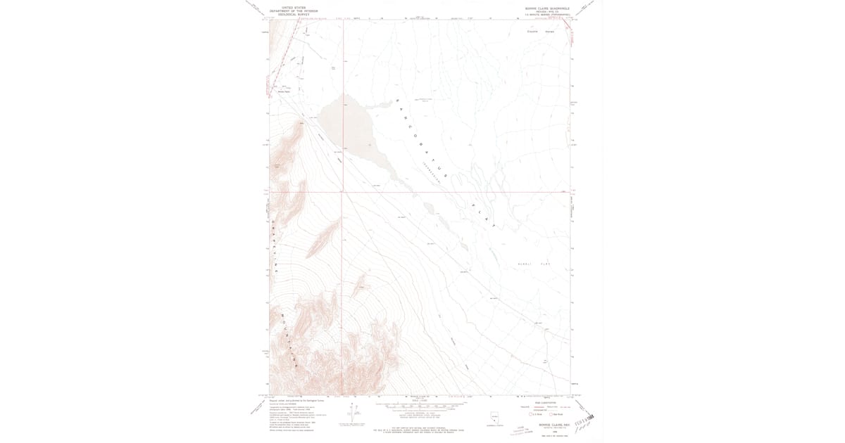 1968 Map of Bonnie Claire, Nye County, NV — High-Res, 1981 Print | Pastmaps