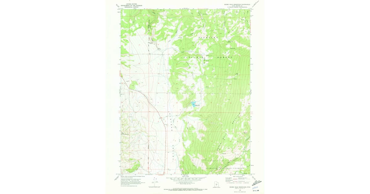 1968 Map of Boobe Hole Reservoir, Sevier County, UT — High-Res | Pastmaps