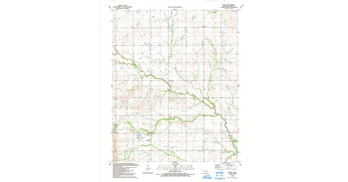 1991 Map of Boone, Caddo County, OK — High-Res | Pastmaps