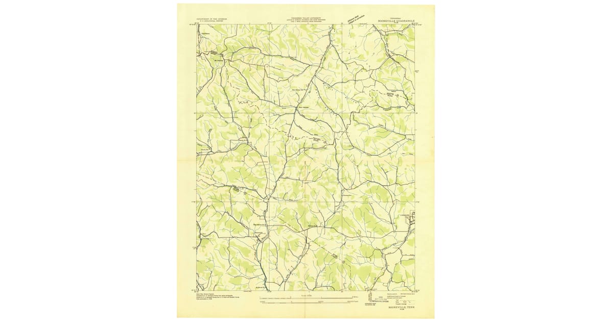 1936 Map of Booneville, Moore County, TN — High-Res | Pastmaps