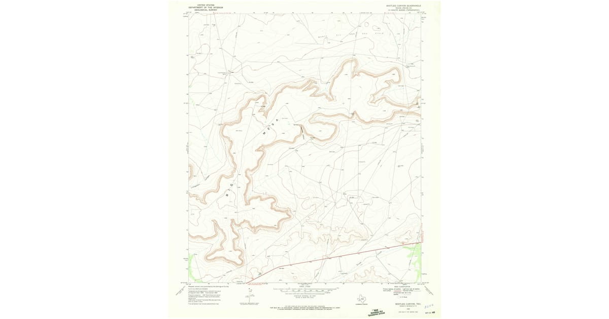 1969 Map of Bootleg Canyon, Pecos County, TX — High-Res | Pastmaps