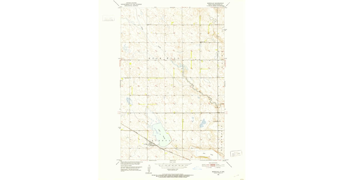 1951 Map of Bordulac, Foster County, ND — High-Res | Pastmaps