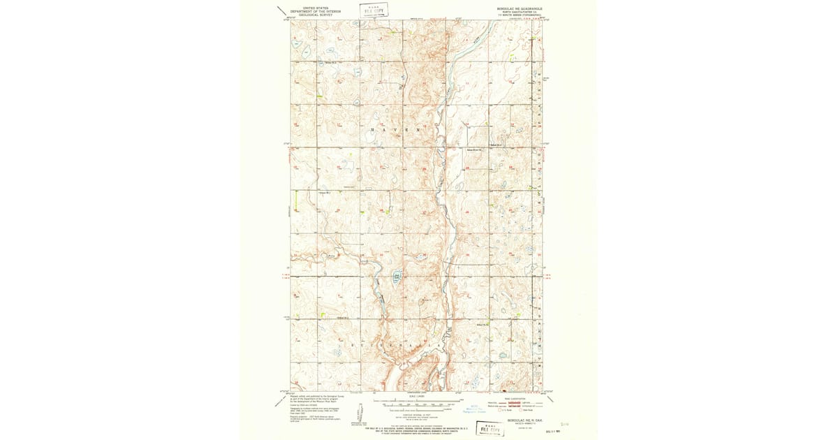 1951 Map of Bordulac NE, Foster County, ND — High-Res | Pastmaps