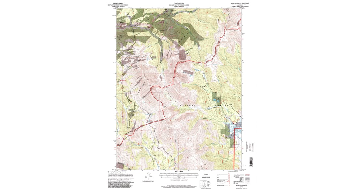 1994 Map of Boreas Pass, Summit County, CO — High-Res | Pastmaps