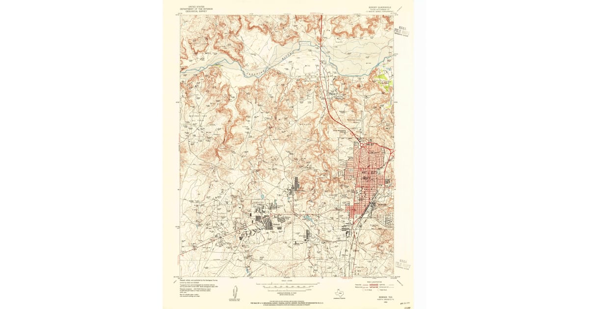 1953 Map of Borger, TX — High-Res | Pastmaps