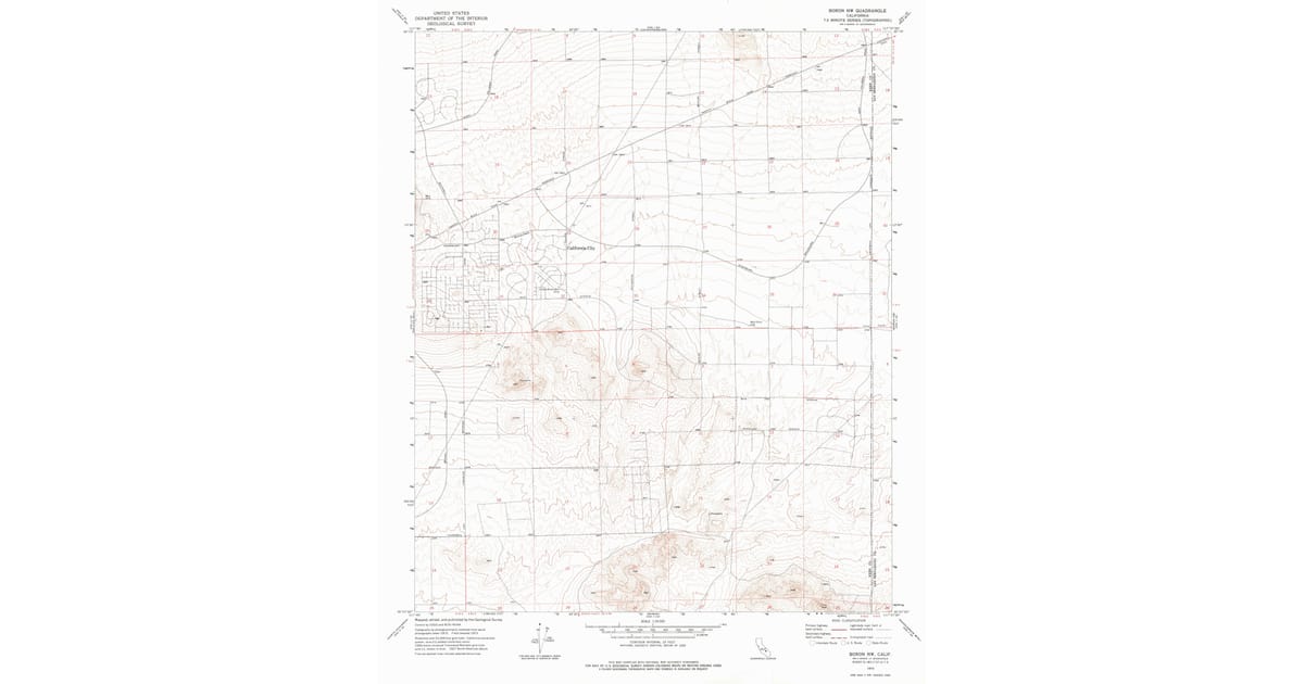 1973 Map of Boron NW, Kern County, CA — High-Res | Pastmaps
