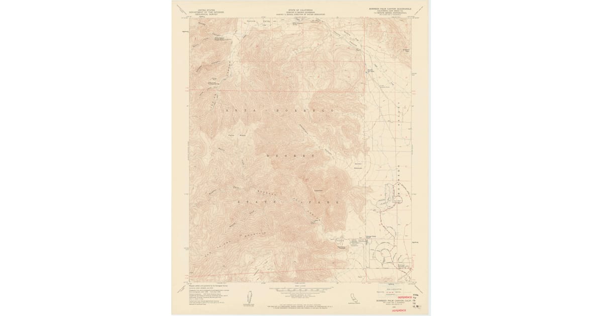 1959 Map of Borrego Palm Canyon, San Diego County, CA — High-Res | Pastmaps