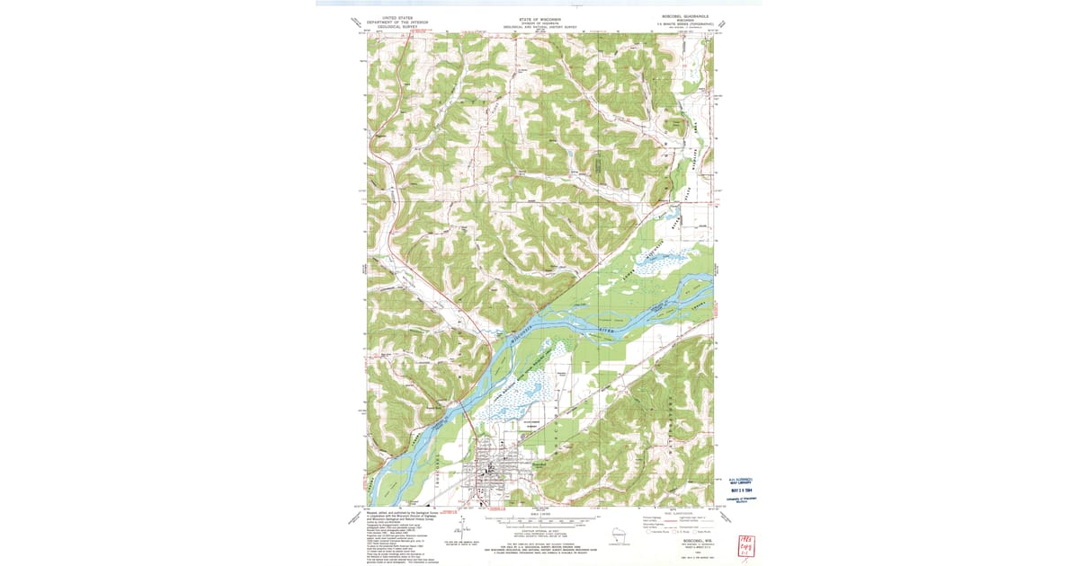 1983 Map of Boscobel, WI — High-Res | Pastmaps