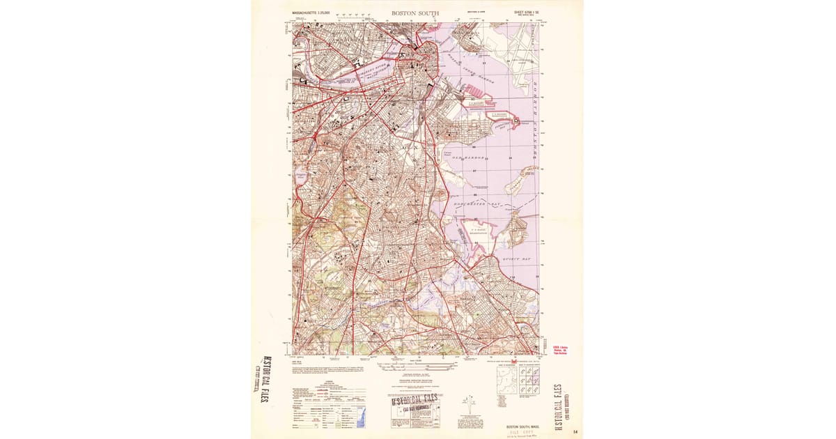 1954 Map of Boston South, Suffolk County, MA — High-Res | Pastmaps