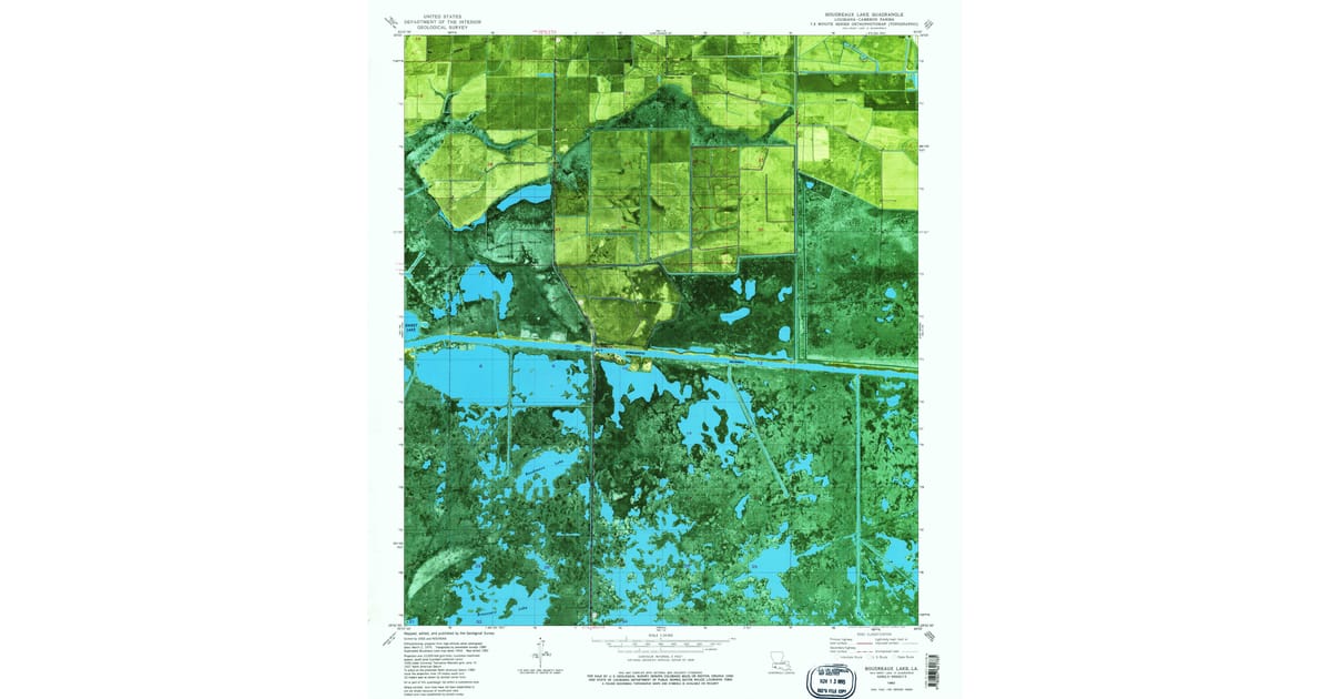 1982 Map of Boudreaux Lake, Cameron Parish, LA — High-Res | Pastmaps