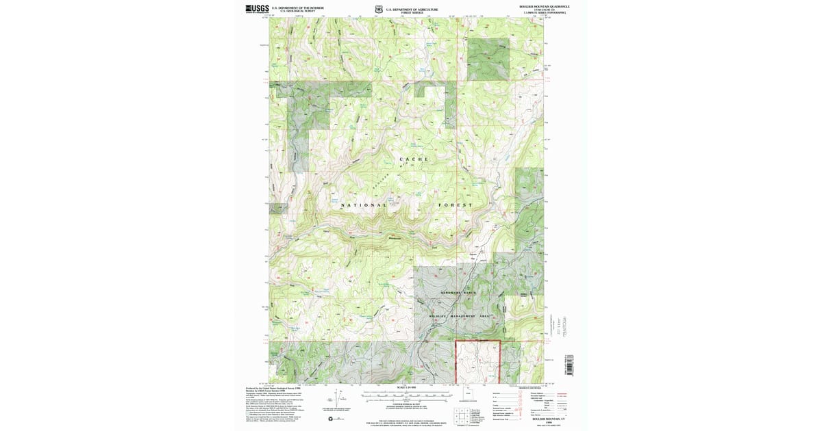 1998 Map of Boulder Mountain, Cache County, UT — High-Res | Pastmaps