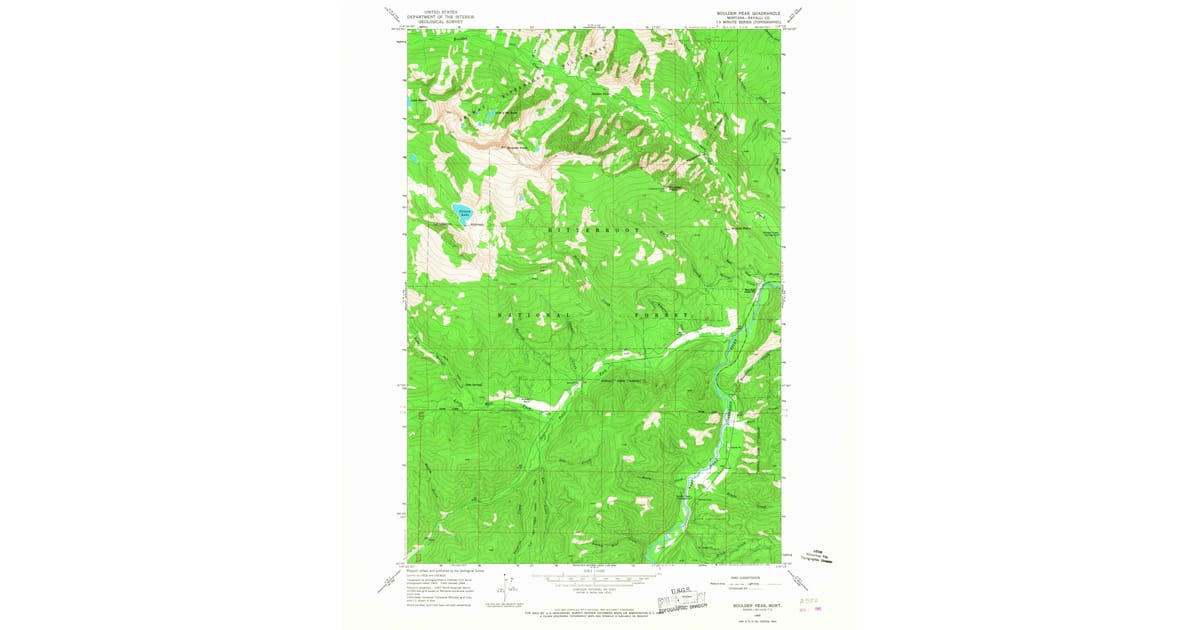 1964 Map of Boulder Peak, Ravalli County, MT — High-Res | Pastmaps