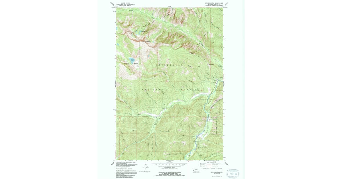 1991 Map of Boulder Peak, Ravalli County, MT — High-Res | Pastmaps