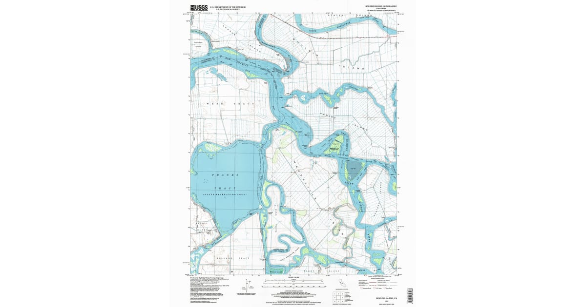 1997 Map of Bouldin Island, San Joaquin County, CA — High-Res | Pastmaps