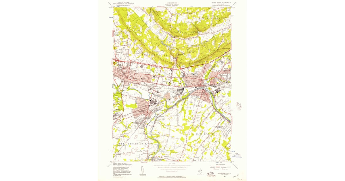 1955 Map of Bound Brook, NJ — High-Res | Pastmaps