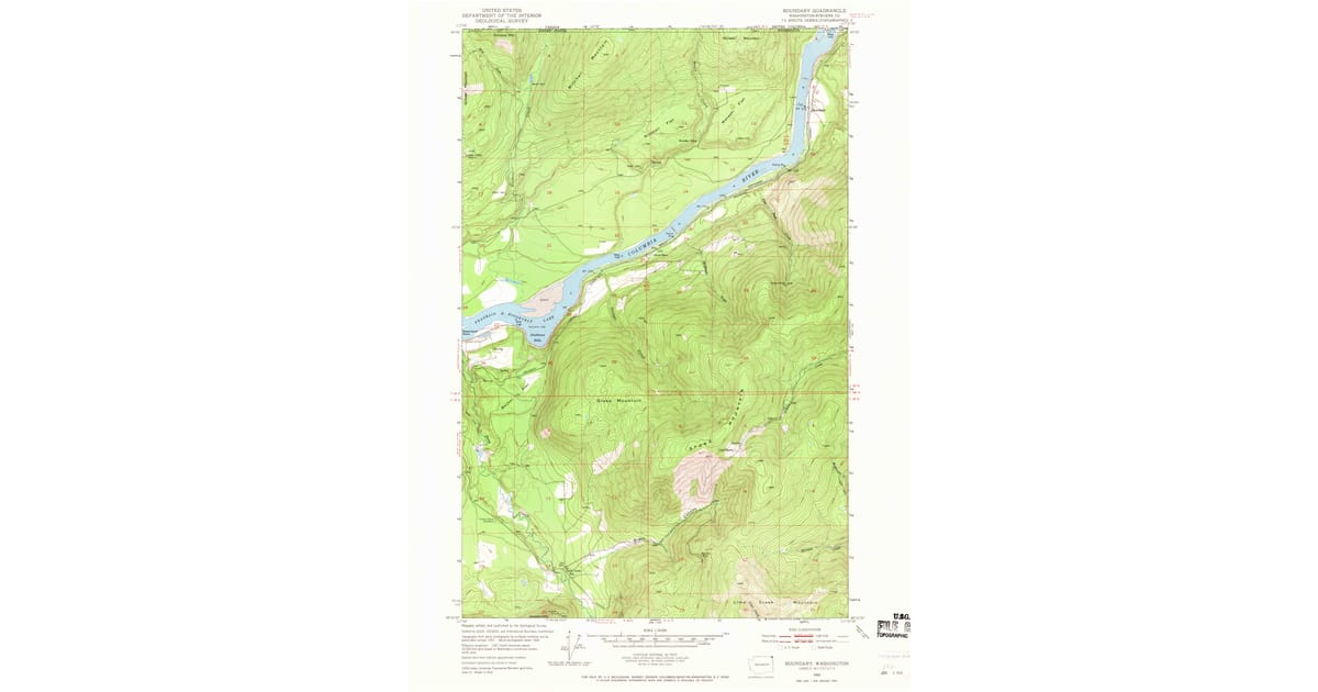 1952 Map of Boundary, Stevens County, WA — High-Res, 1969 Print | Pastmaps