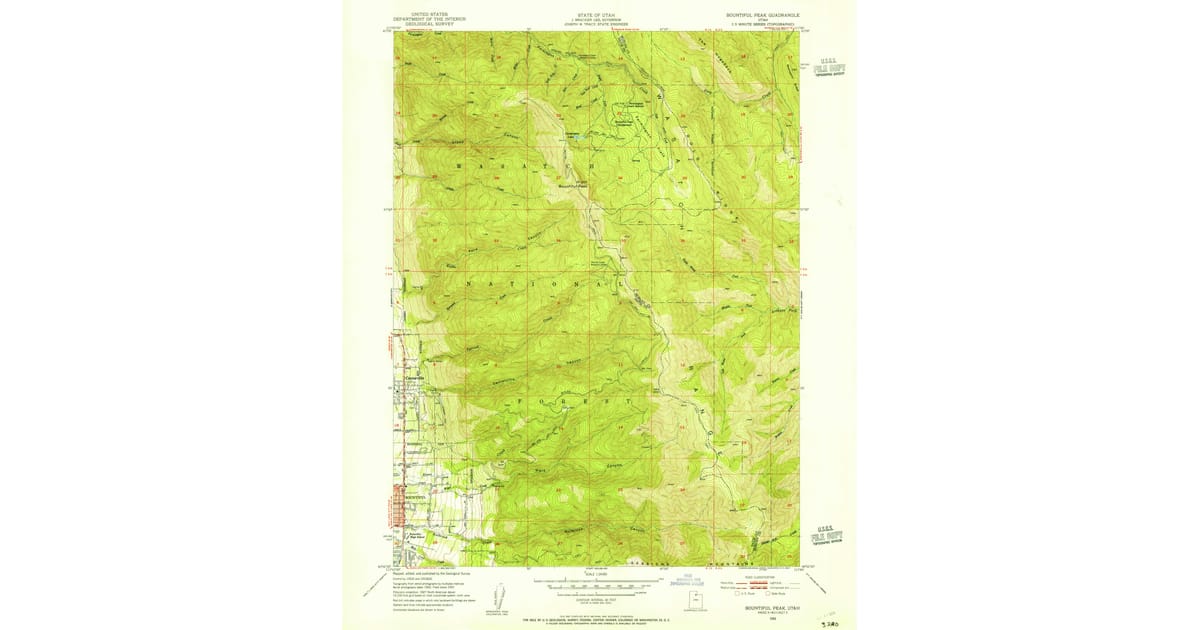 1952 Map of Bountiful Peak, Davis County, UT — High-Res | Pastmaps