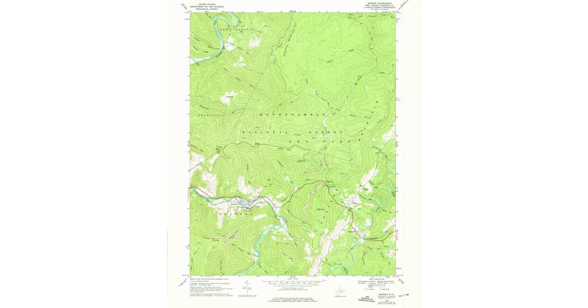 1968 Map of Bowden, WV — High-Res, 1975 Print | Pastmaps