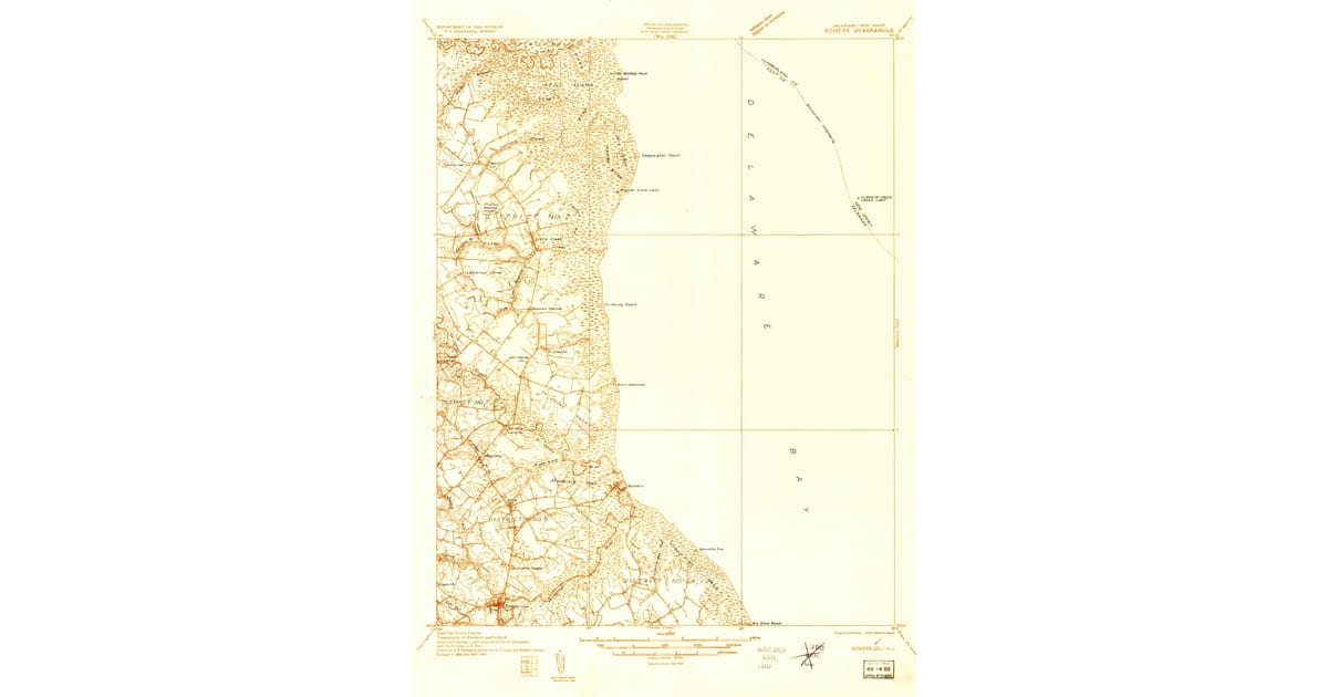 1934 Map of Bowers, DE — High-Res | Pastmaps