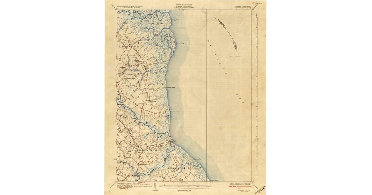 1936 Map of Bowers, DE — High-Res, 1936 Print #2 | Pastmaps