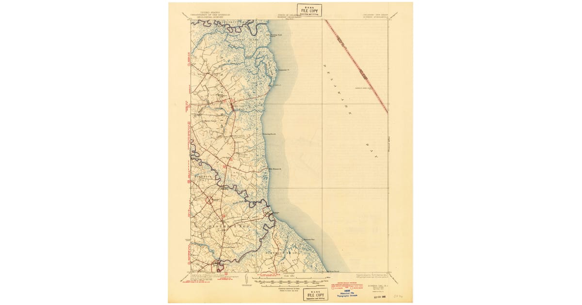 1936 Map of Bowers, DE — High-Res, 1945 Print | Pastmaps