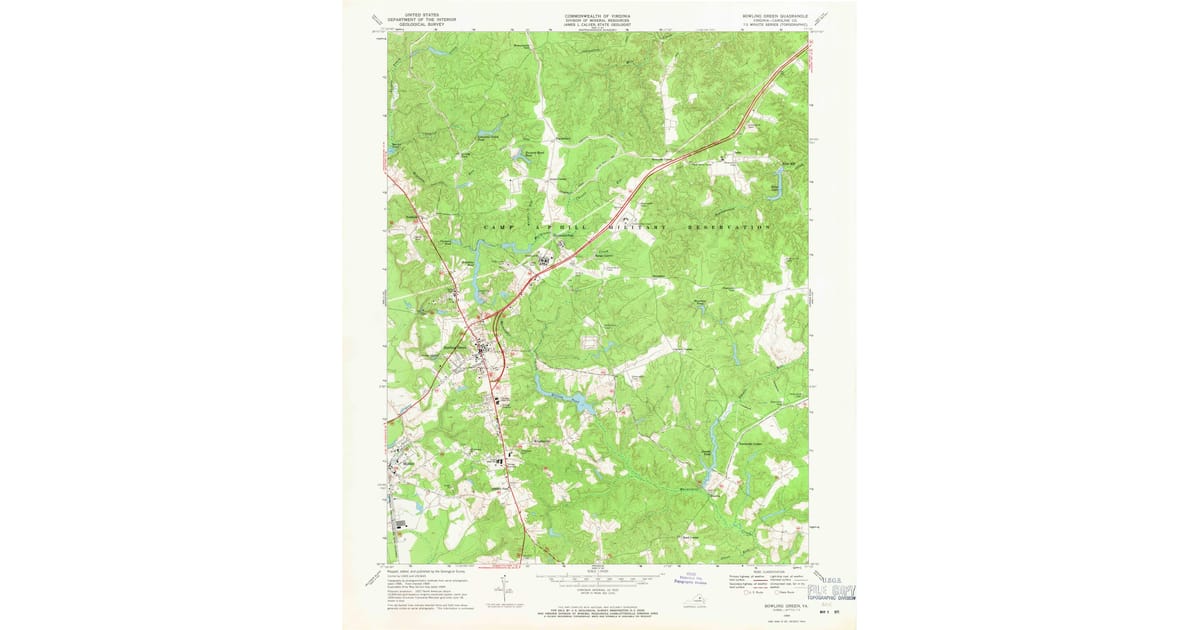 1969 Map of Bowling Green, VA — High-Res | Pastmaps