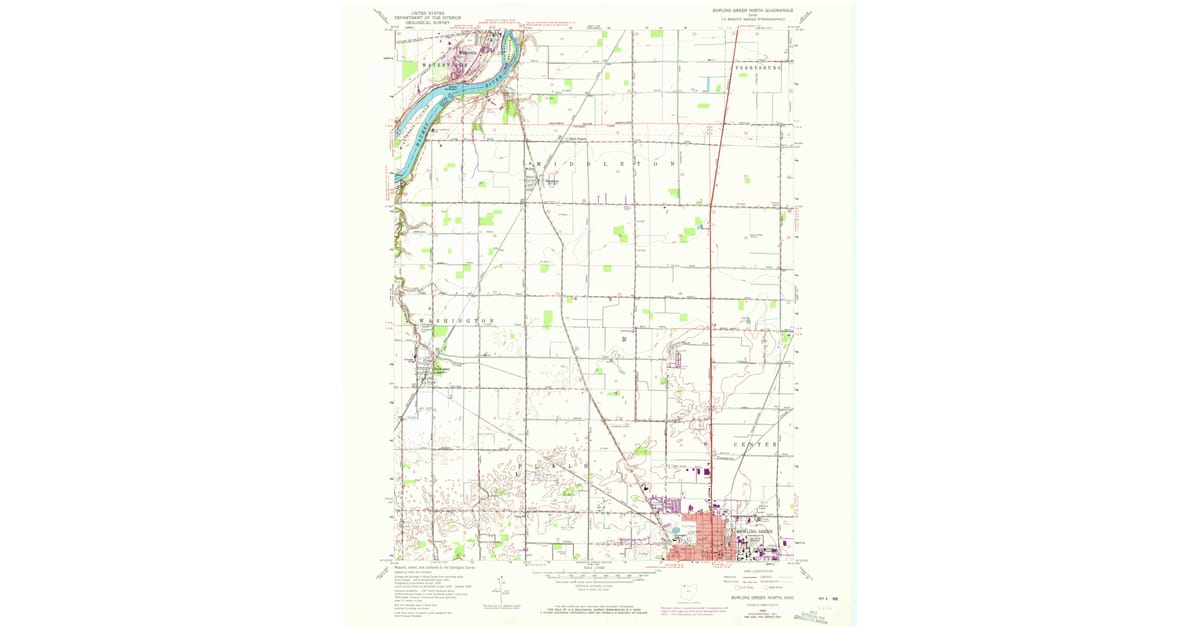 1958 Map of Bowling Green North, Wood County, OH — High-Res, 1972 Print ...