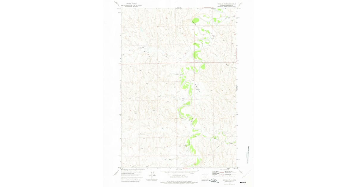 1972 Map of Bowman Flat, Johnson County, WY — High-Res | Pastmaps