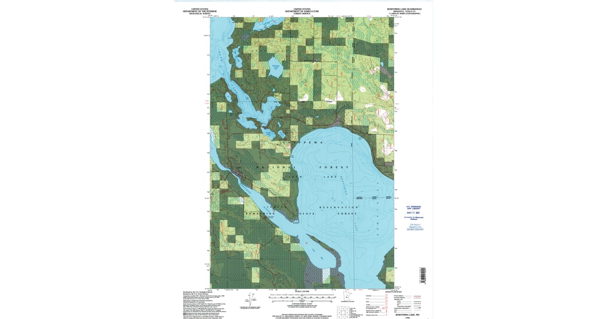 1996 Map of Bowstring Lake, Itasca County, MN — High-Res | Pastmaps