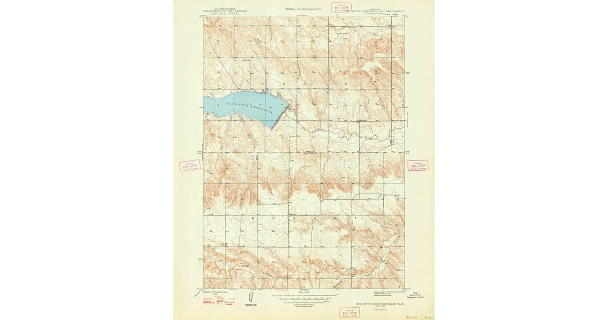 1948 Map of Box Butte Reservoir East, Dawes County, NE — High-Res ...