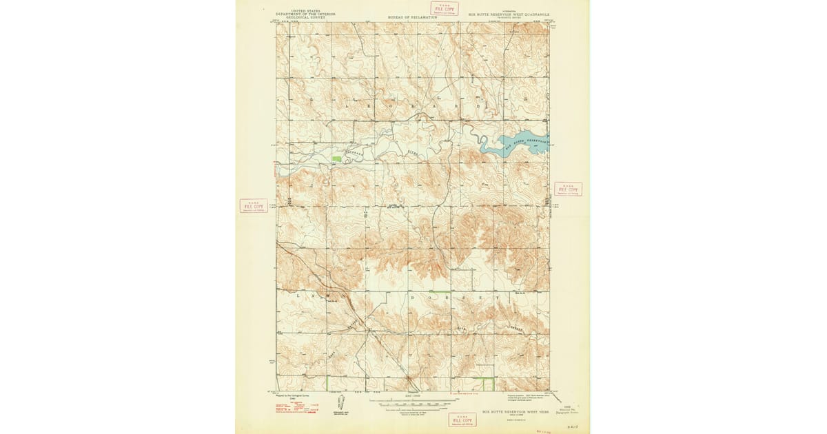 1948 Map of Box Butte Reservoir West, Dawes County, NE — High-Res ...