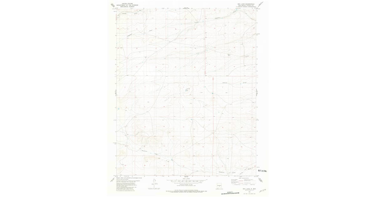 1981 Map of Box Lake, Lincoln County, NM — High-Res | Pastmaps
