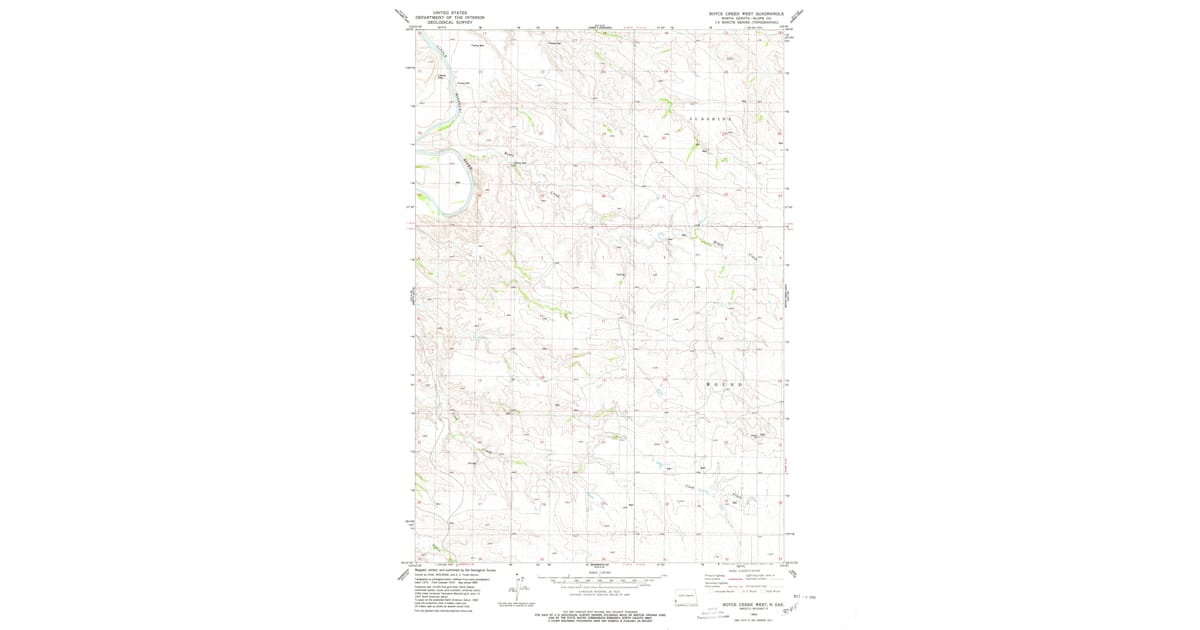 1980 Map of Boyce Creek West, Slope County, ND — High-Res | Pastmaps